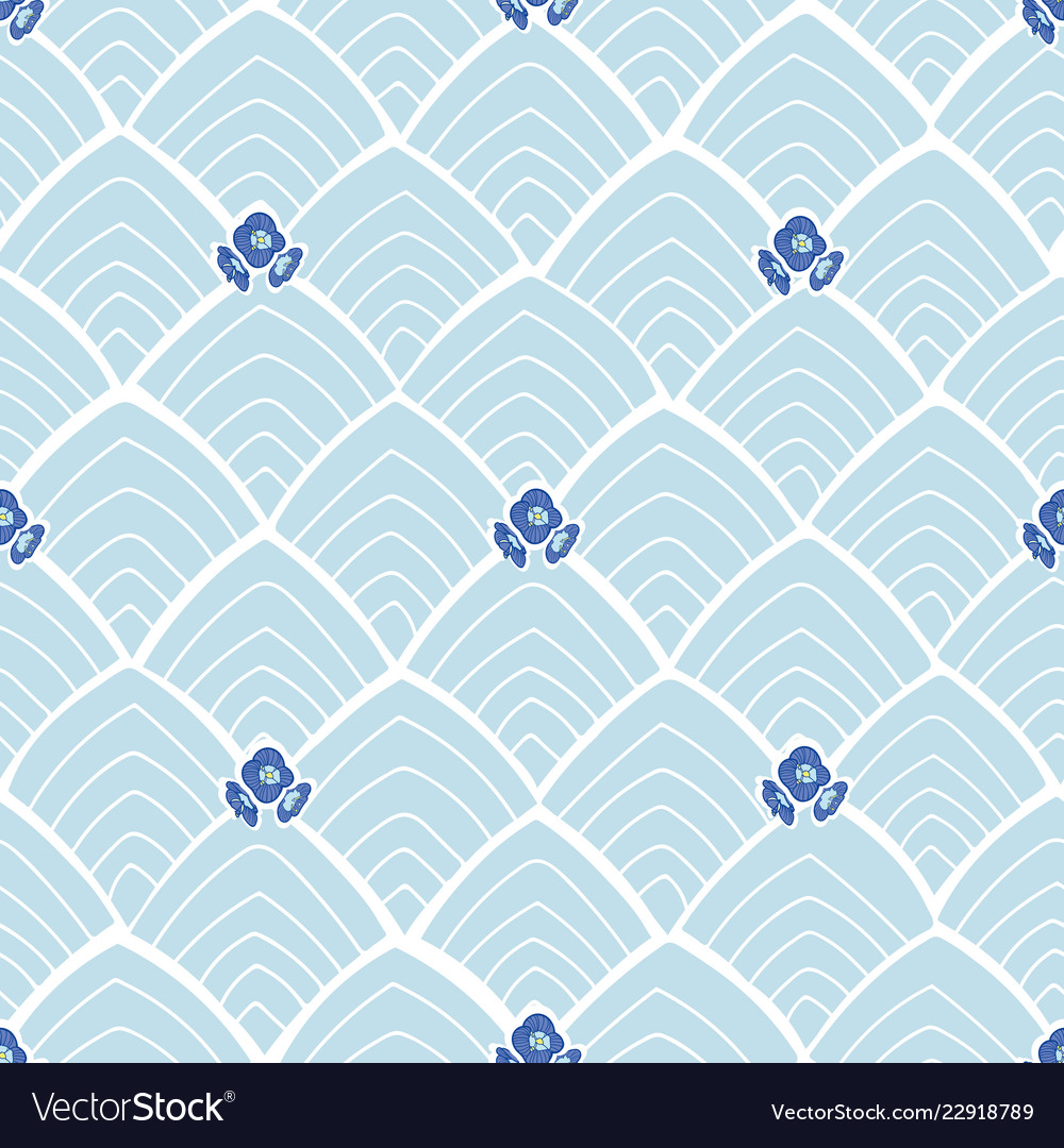 Blue abstract pattern with flowers Royalty Free Vector Image