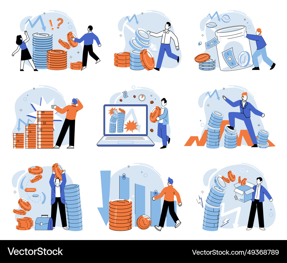 Falling economy economic recessions require Vector Image