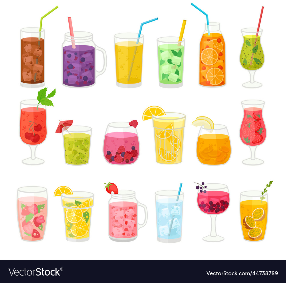 Summer fruit drinks and lemonade as refreshing Vector Image