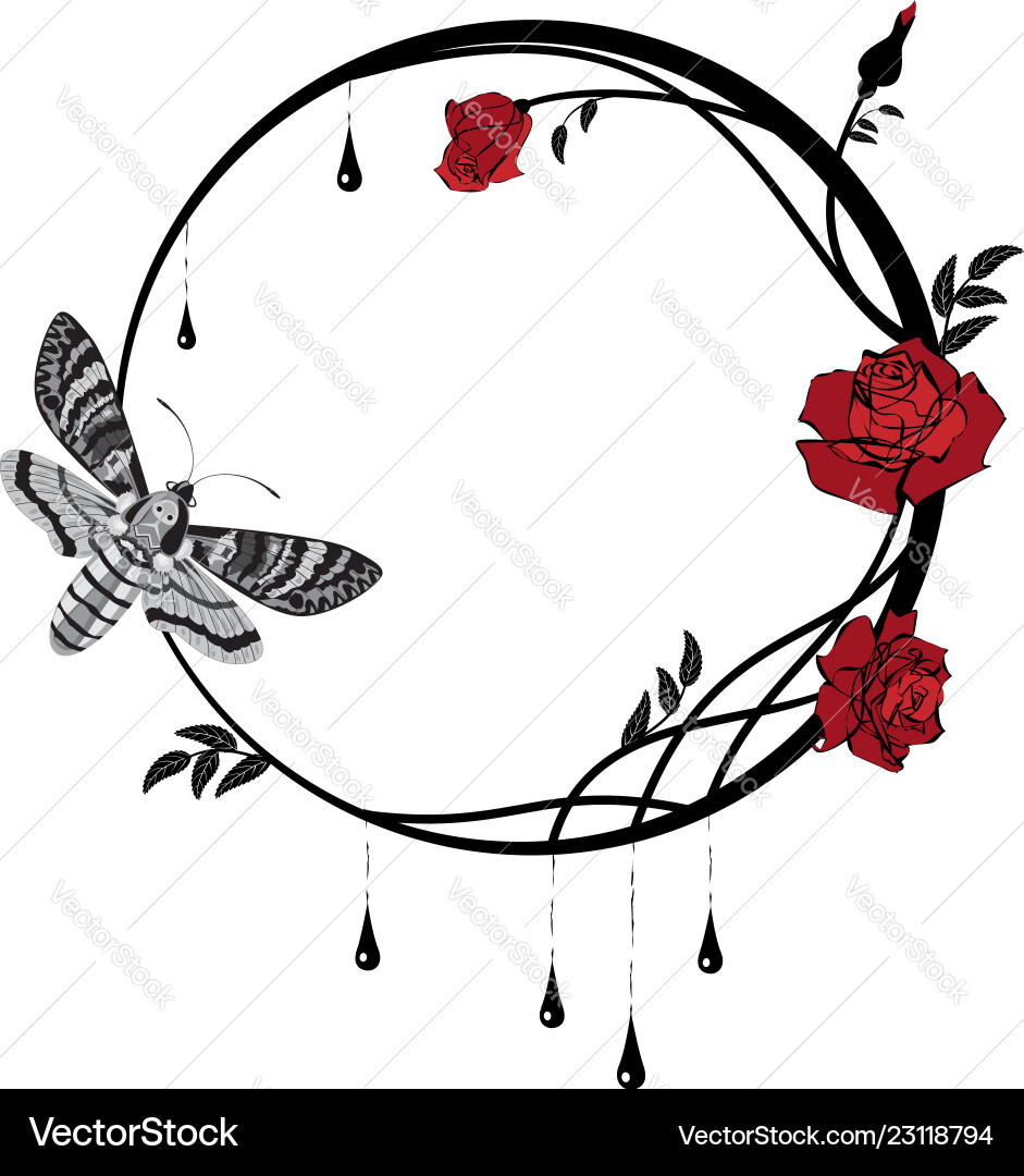 Frame with roses and butterfly Royalty Free Vector Image
