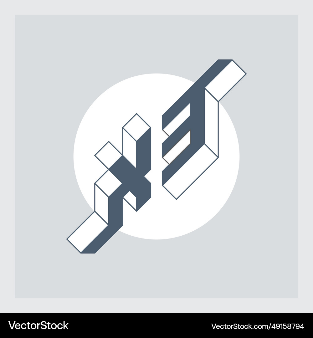 Futuristic three-dimensional symbols x and 3 logo Vector Image