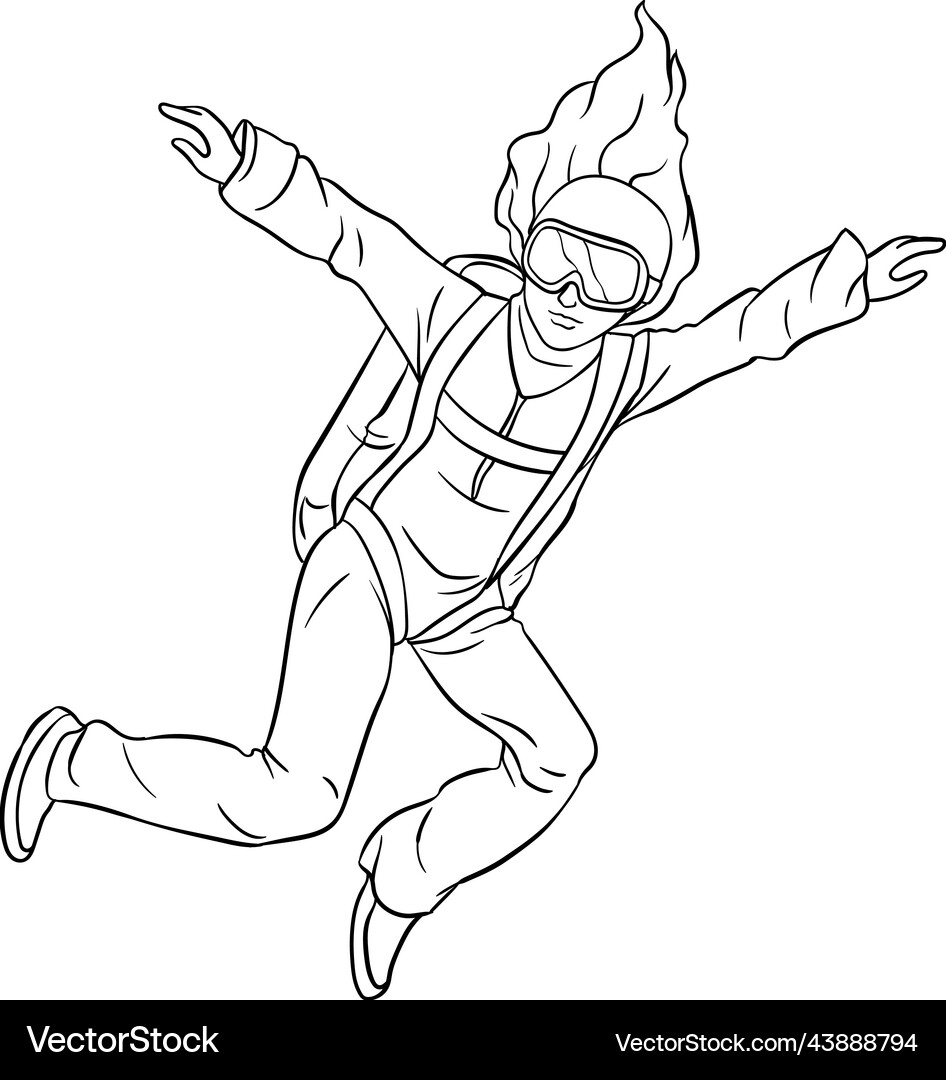 Skydiving isolated coloring page for kids Vector Image