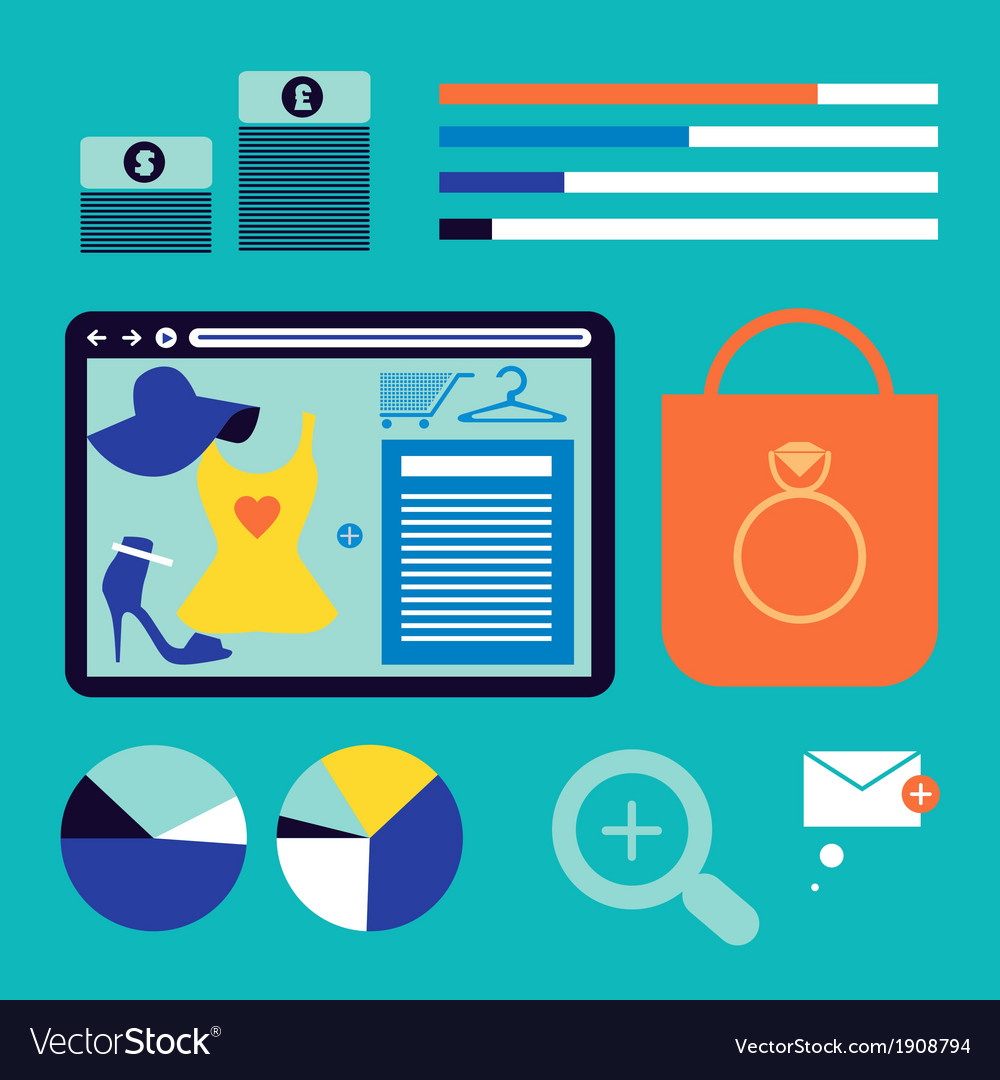 Web shopping infographic elements Royalty Free Vector Image