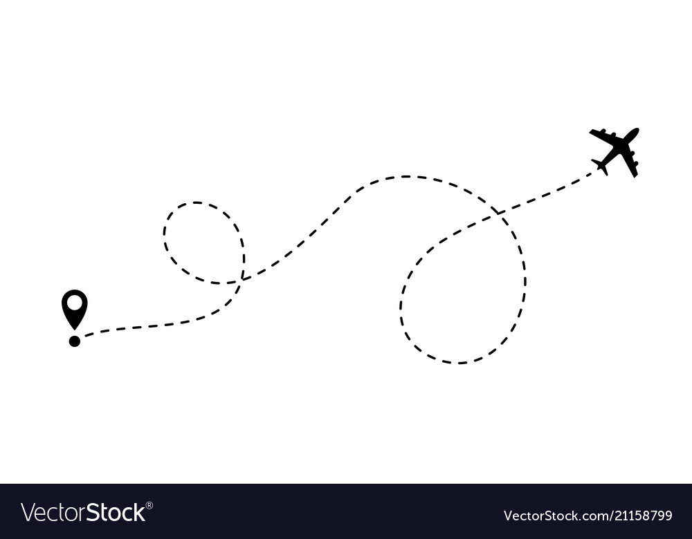 Airplane Line Path Travel Icon Royalty Free Vector Image