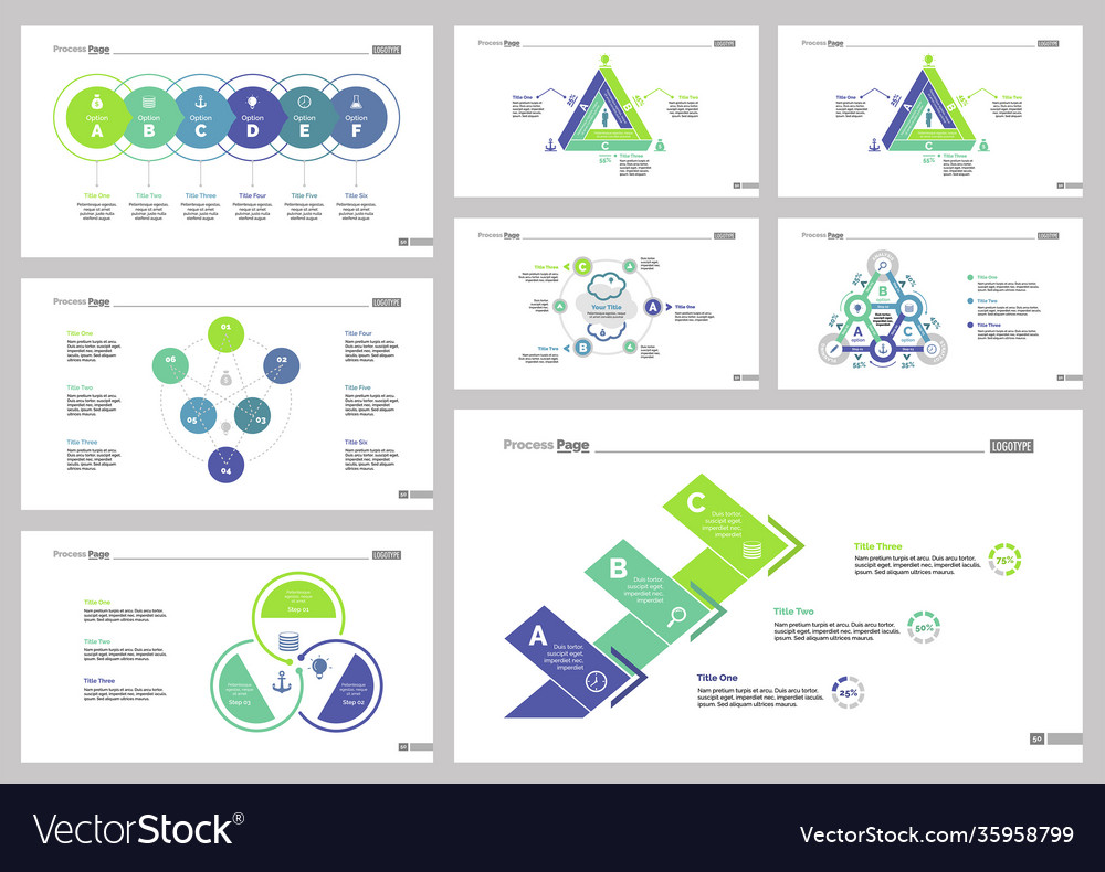 Eight Business Slide Templates Set Royalty Free Vector Image