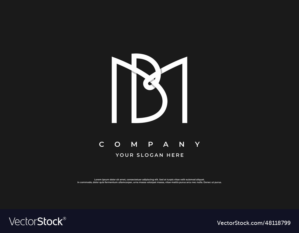Initial letter bm logo or mb monogram logo design Vector Image