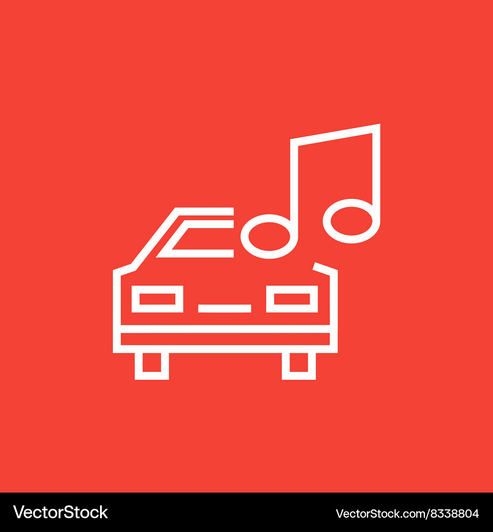 Car with music note line icon Royalty Free Vector Image