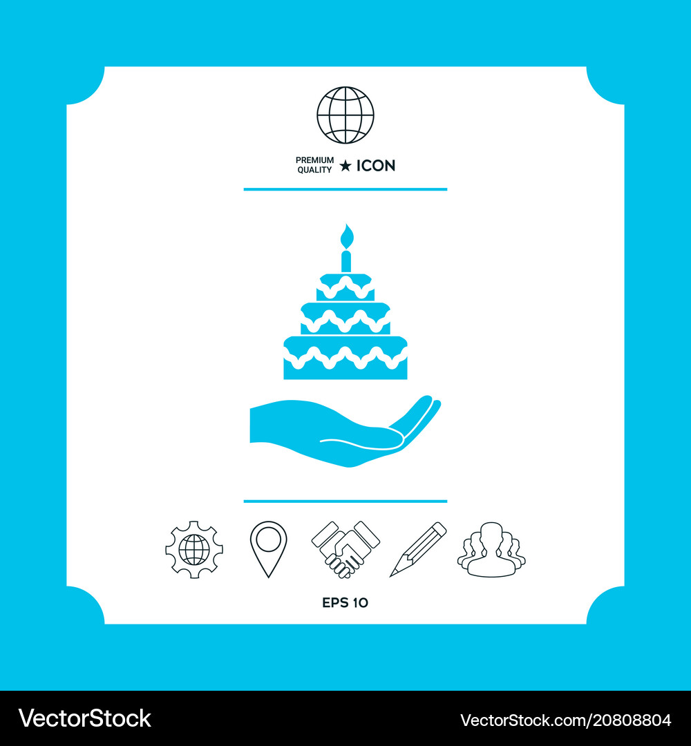 Hand holding a cake icon Royalty Free Vector Image