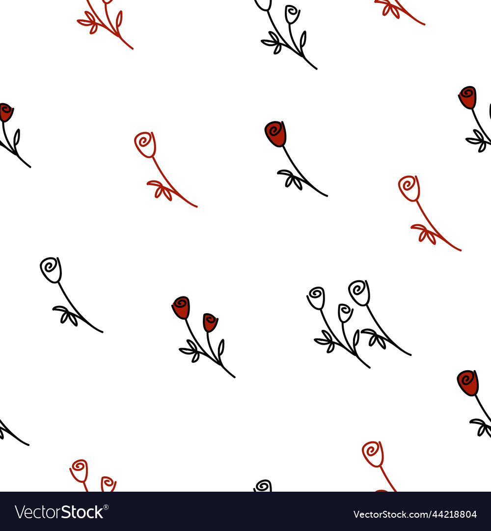 Seamless Pattern Small Flowers Simple White Vector Image