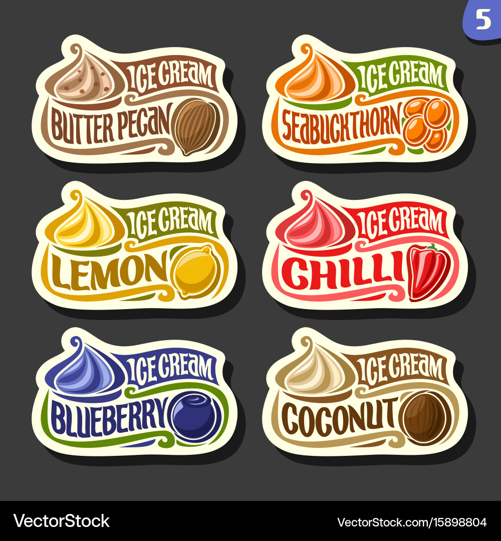 Set of fruit ice cream labels Royalty Free Vector Image