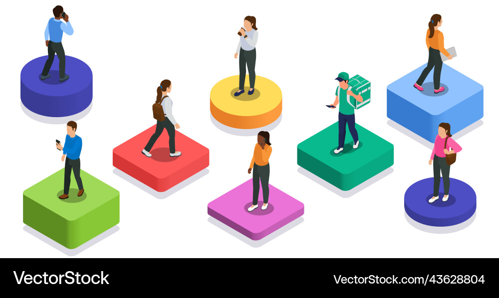 Walking people isometric concept Royalty Free Vector Image