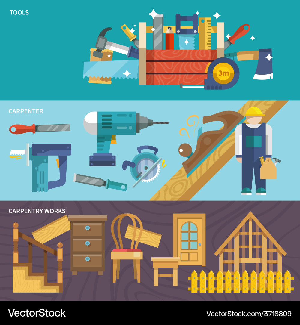 Carpentry banners set Royalty Free Vector Image