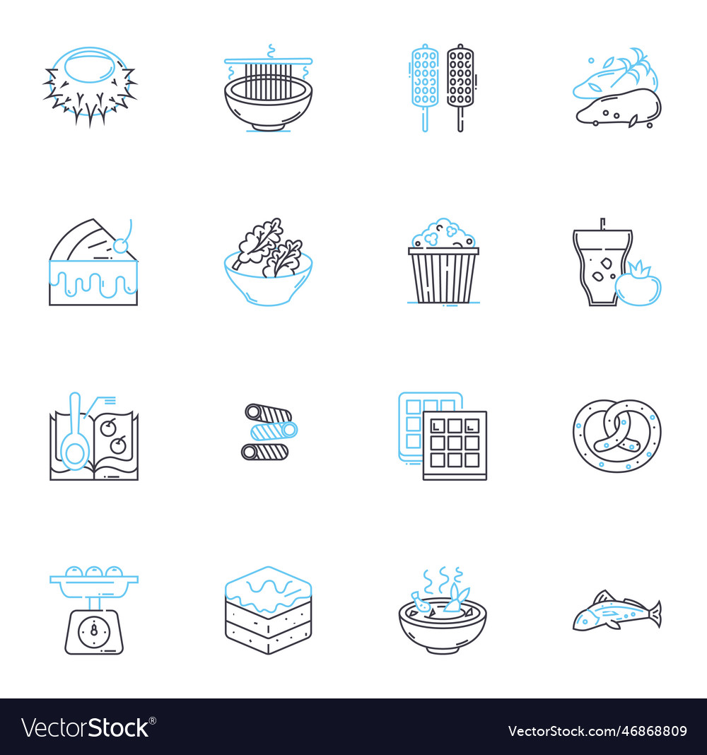 Dining adventures linear icons set gastronomy Vector Image Dining adventures linear icons set gastronomy Vector Image
