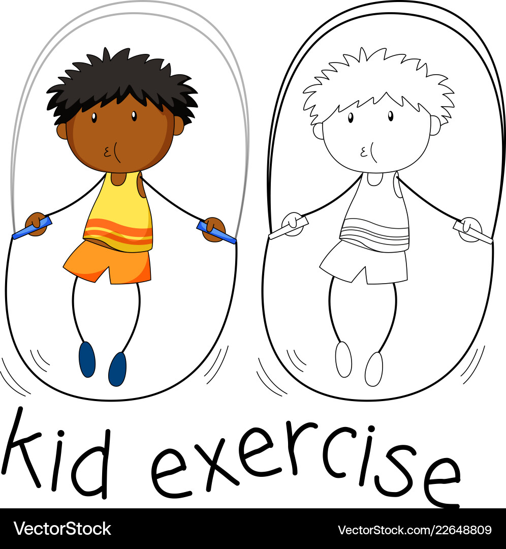 Doodle boy character exercise Royalty Free Vector Image