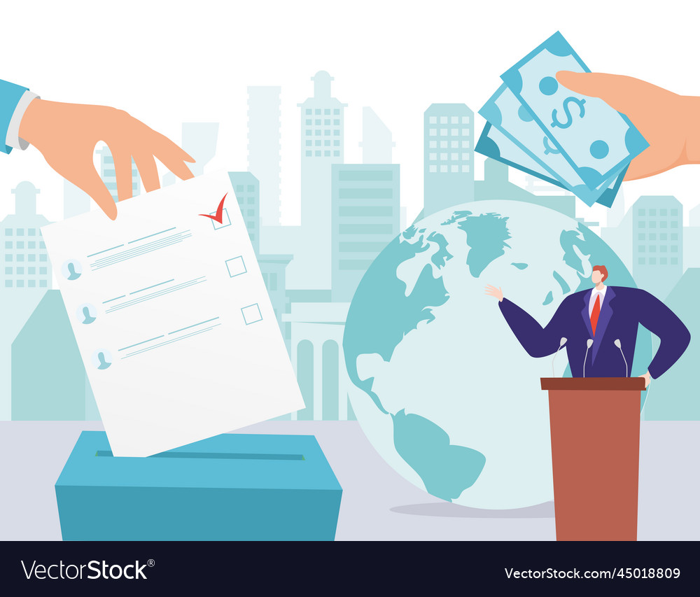 Election candidate give money for vote corruption Vector Image