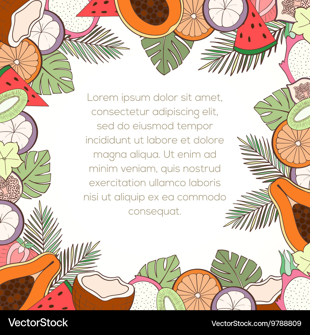 Exotic fruit invitation card Royalty Free Vector Image