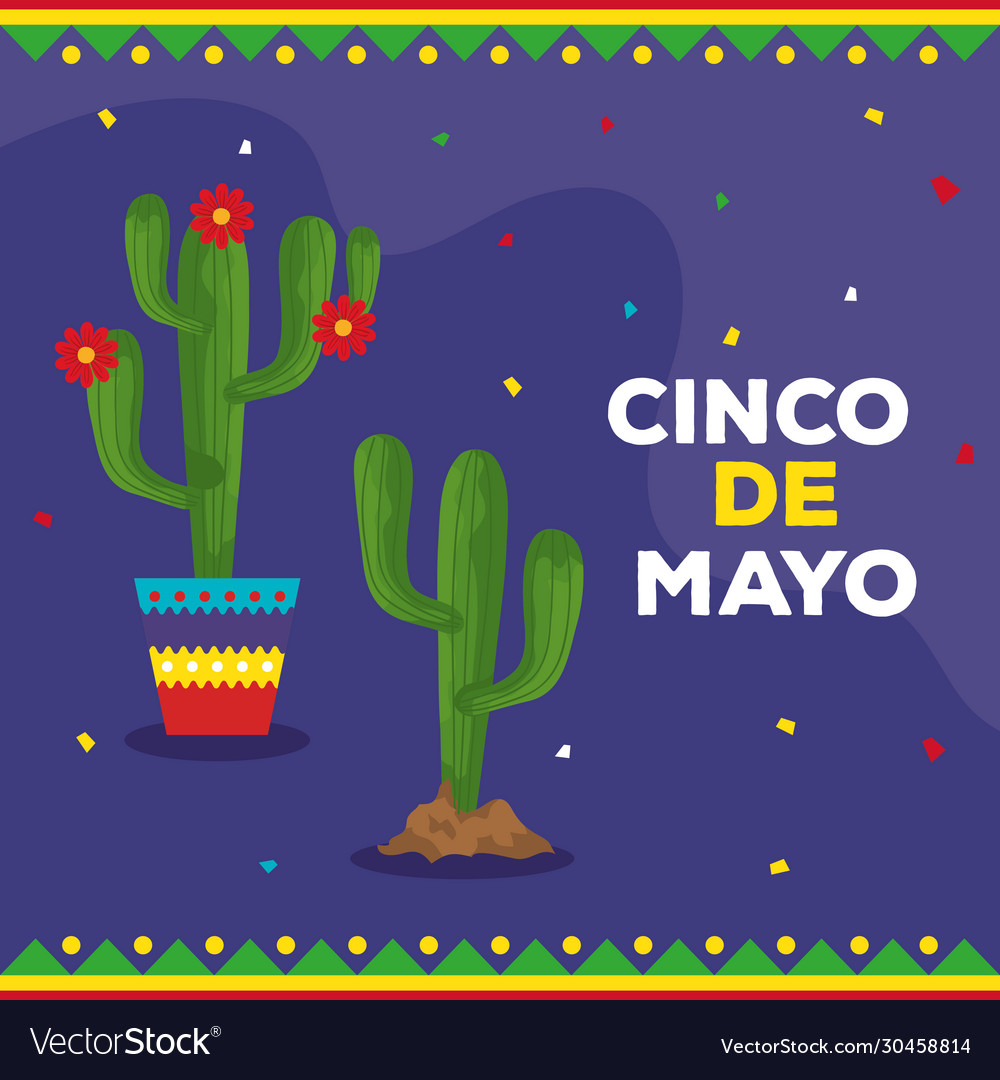 Mexican cactus cinco de mayo design Royalty Free Vector