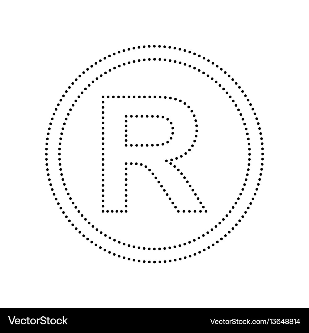 Registered trademark sign black dotted Royalty Free Vector