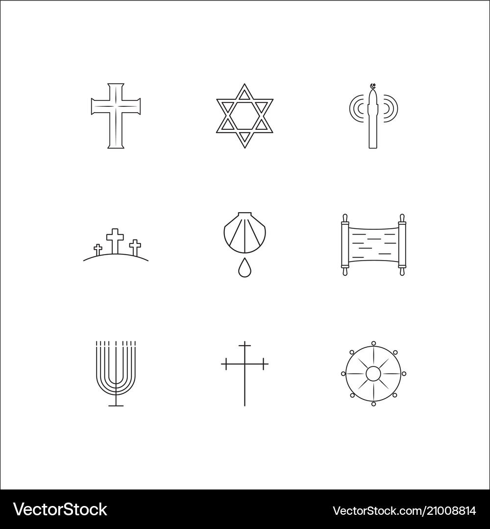 Religion outline icons set Royalty Free Vector Image