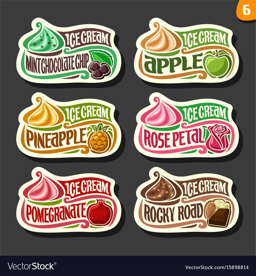 Set fruit ice cream labels Royalty Free Vector Image Set fruit ice cream labels Royalty Free Vector Image