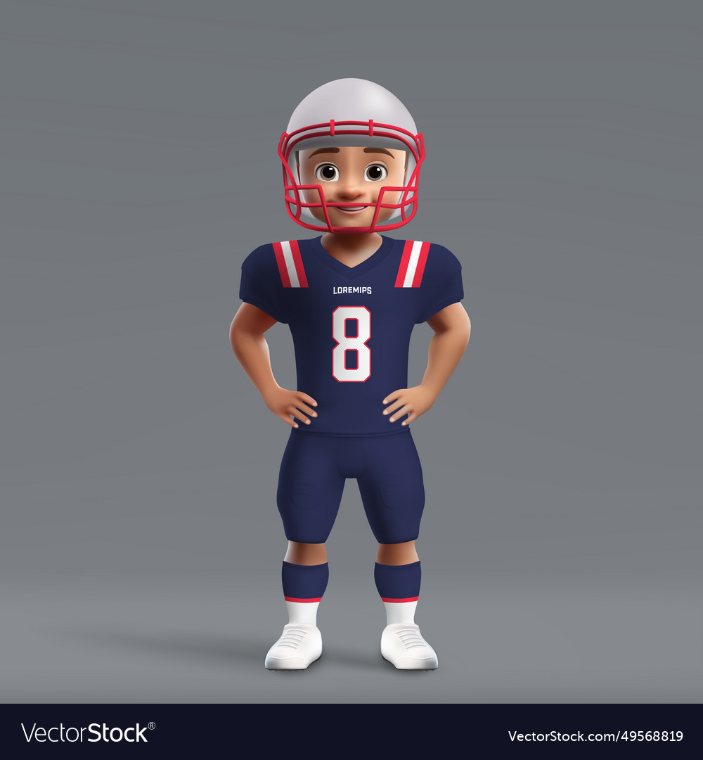 3d cartoon cute young american football player Vector Image