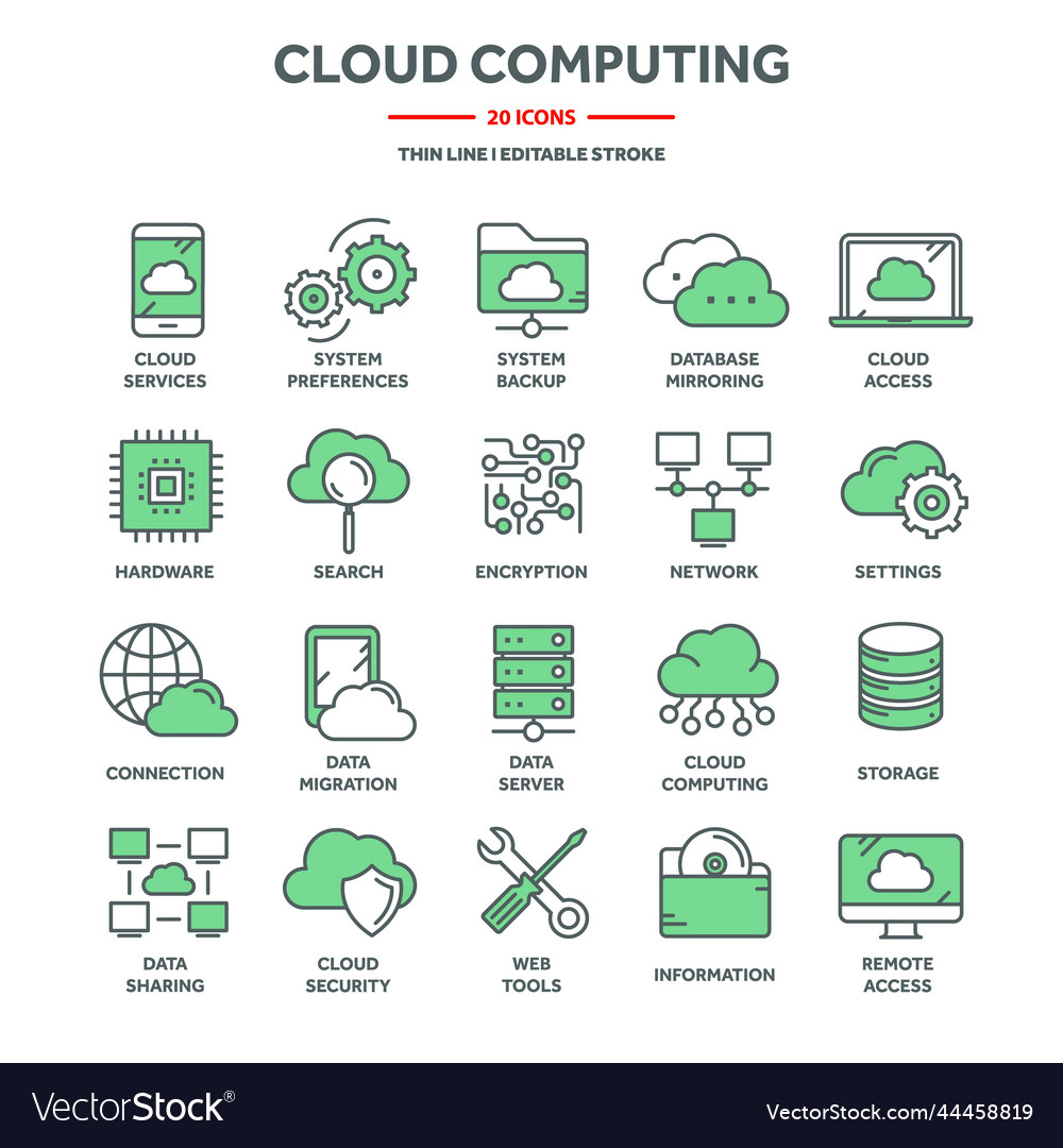Cloud computing and internet technology database Vector Image