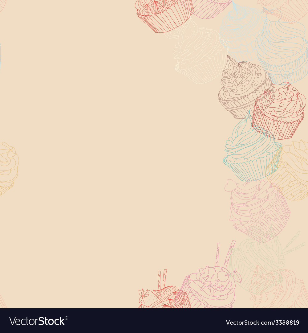 Cupcake border pattern Royalty Free Vector Image