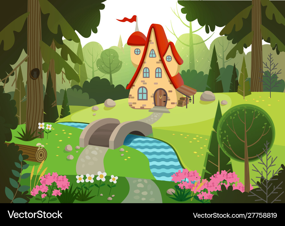 Cartoon Forest House Background