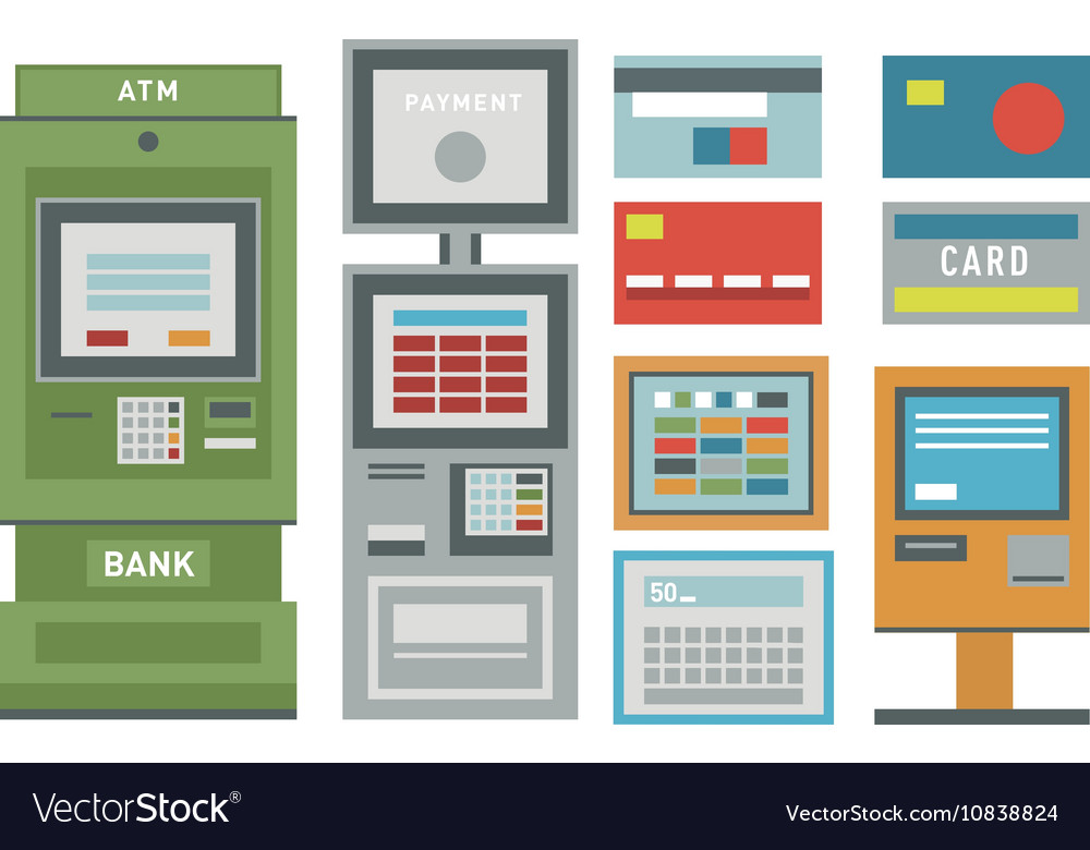 Atm icons set Royalty Free Vector Image - VectorStock