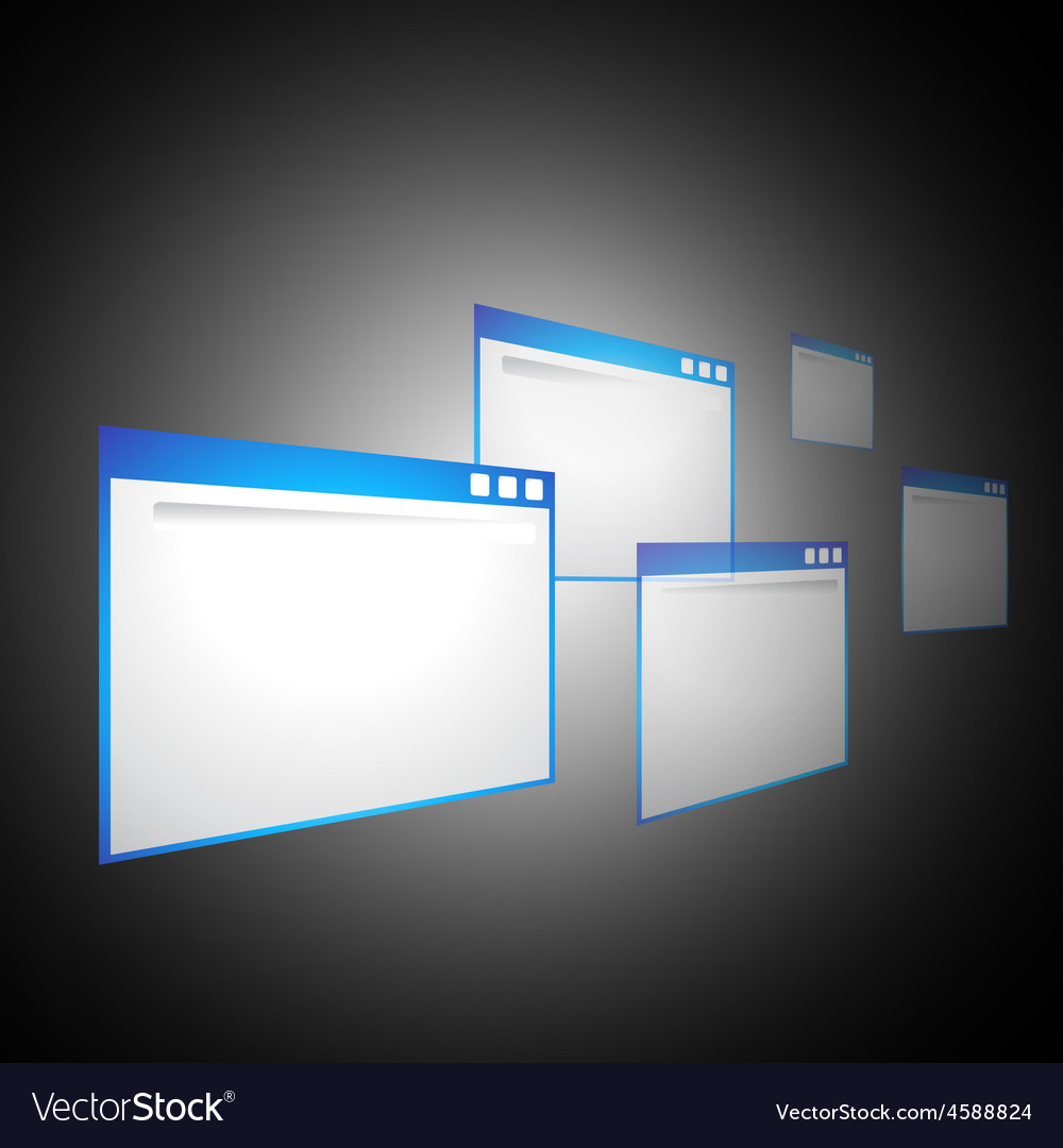 Perspective computer windows Royalty Free Vector Image