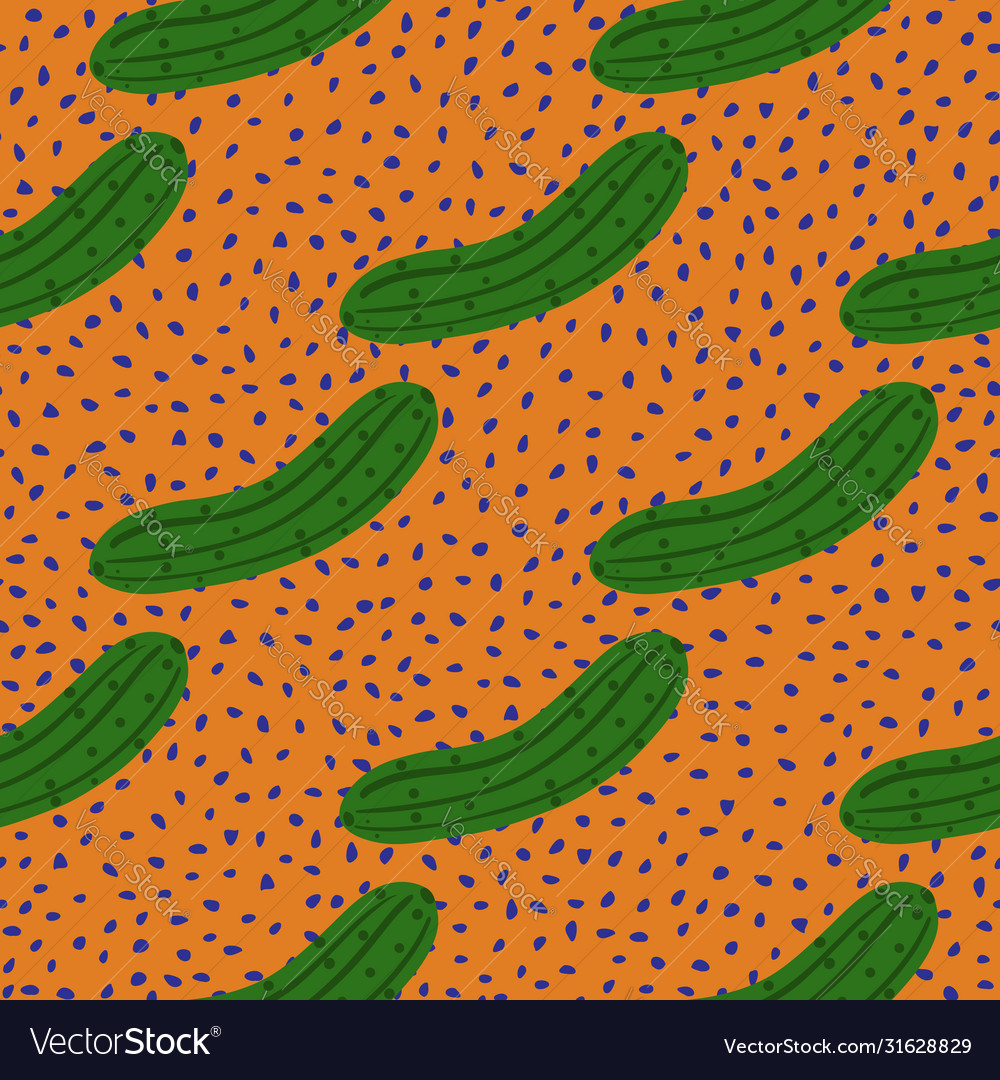 Doodle cucumber seamless pattern on dots Vector Image