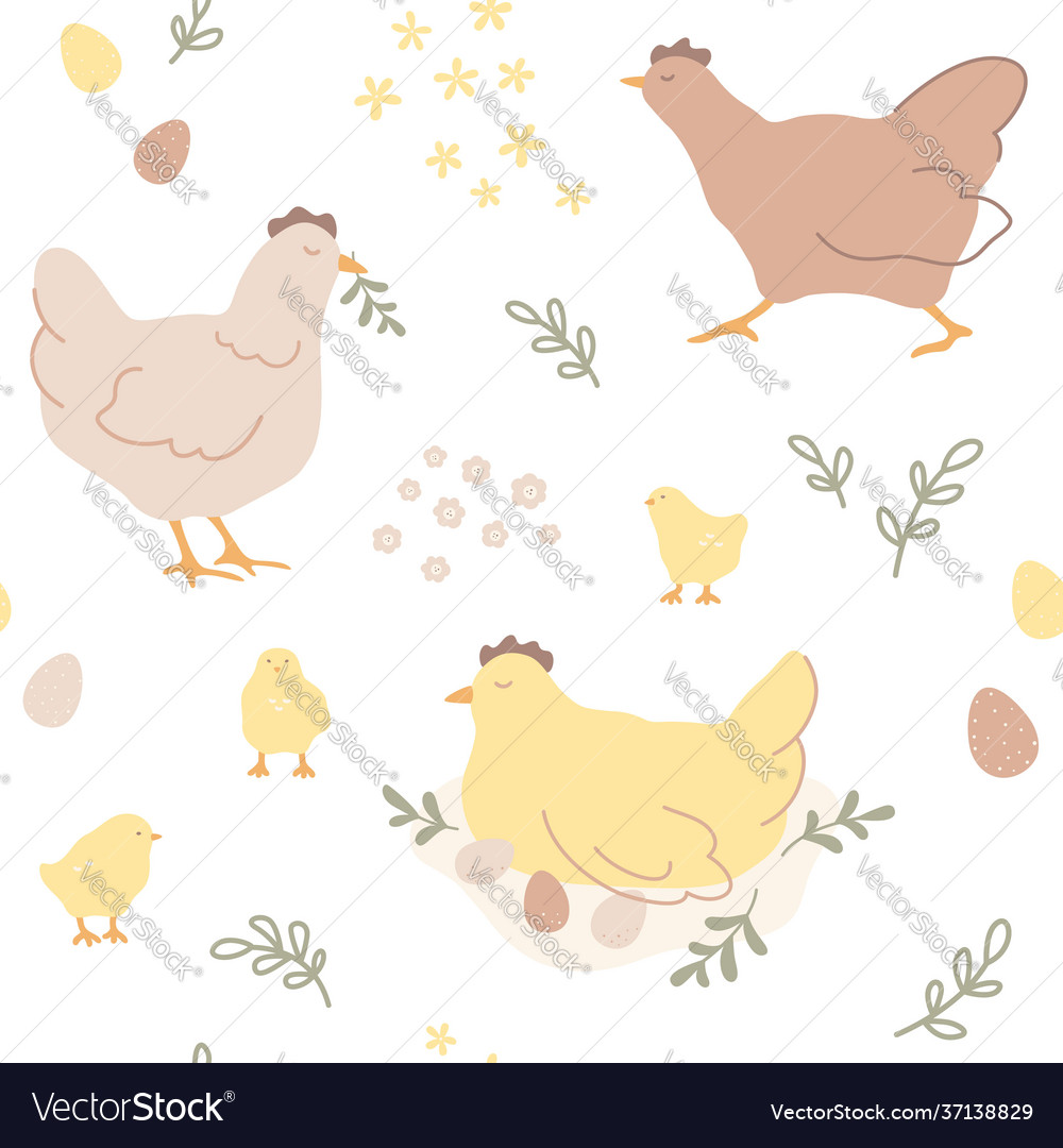 Repeating hand-drawn print easter pattern Vector Image