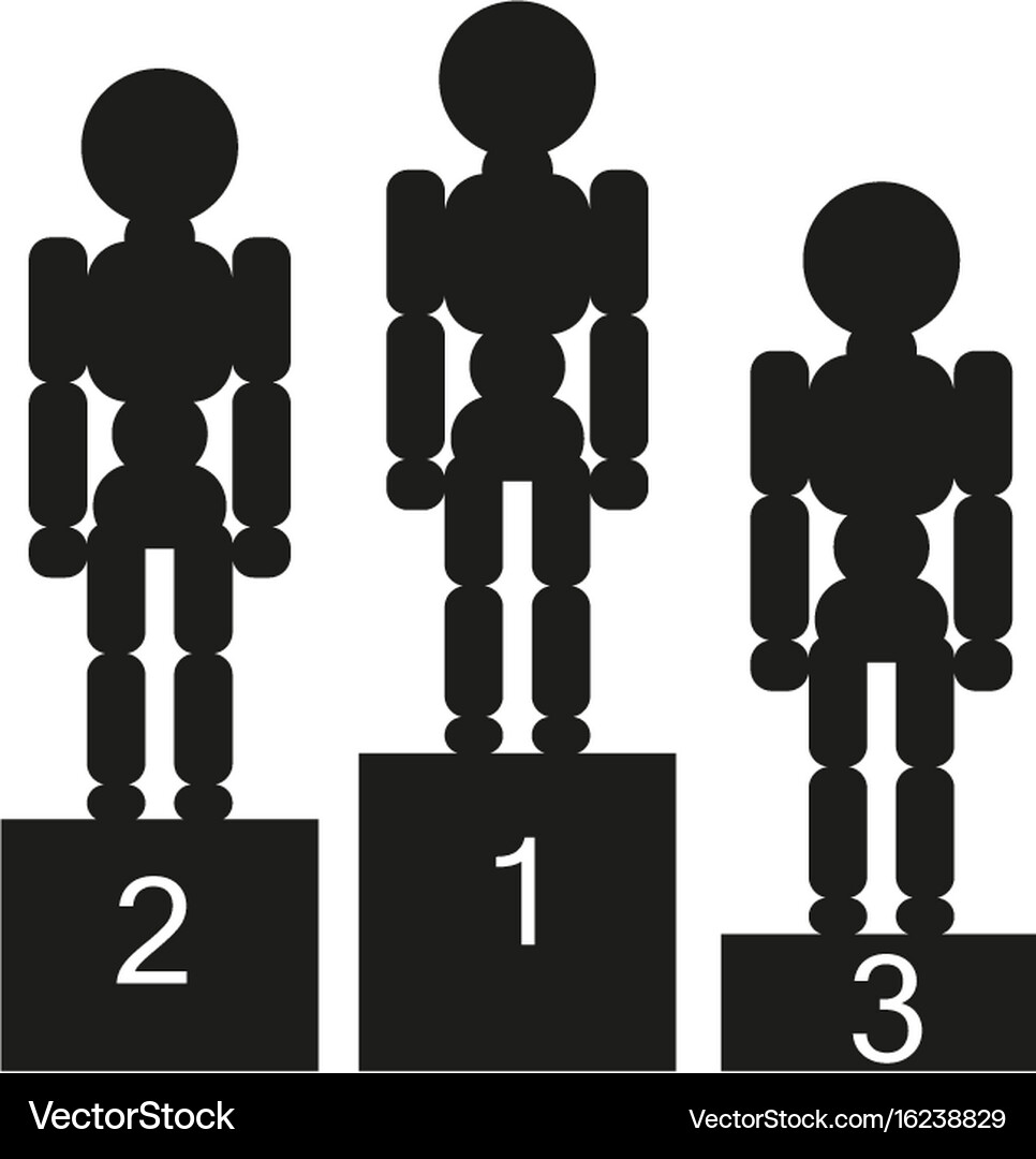 Three people stand on podium sign Royalty Free Vector Image