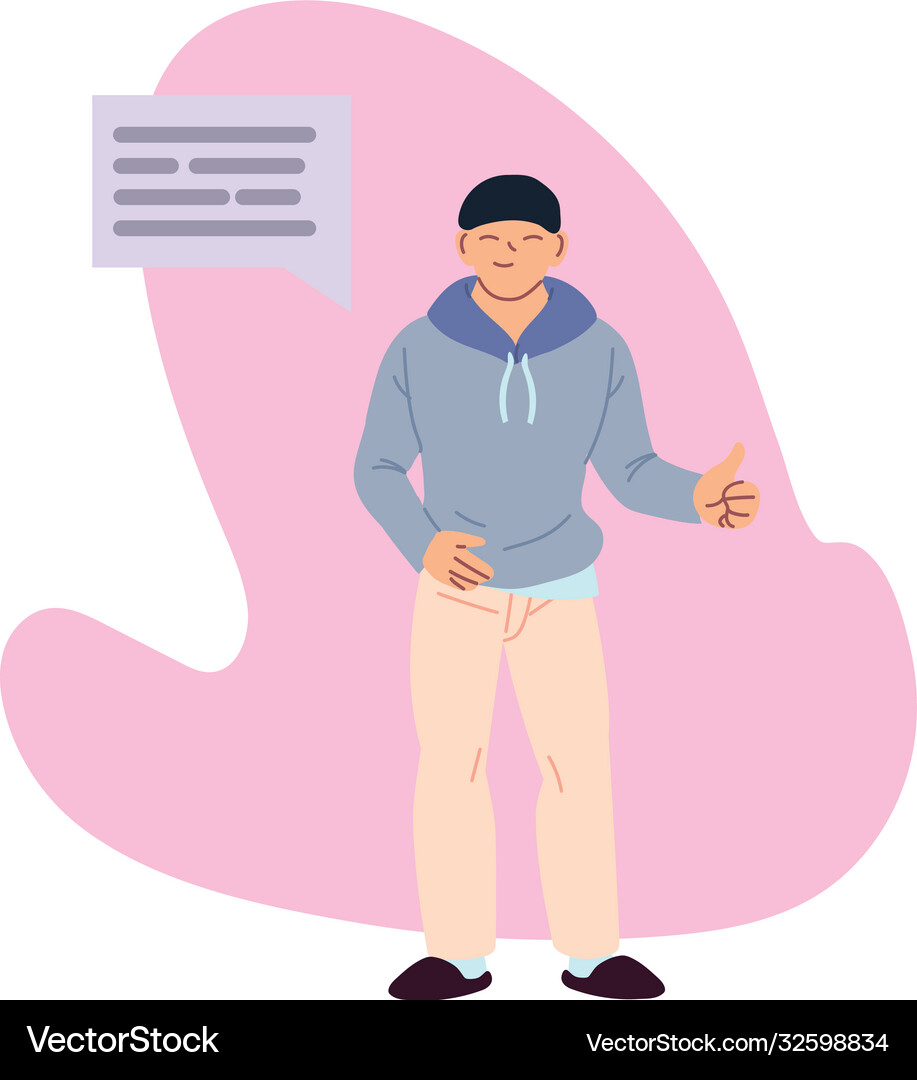 Asian man cartoon with bubble design Royalty Free Vector