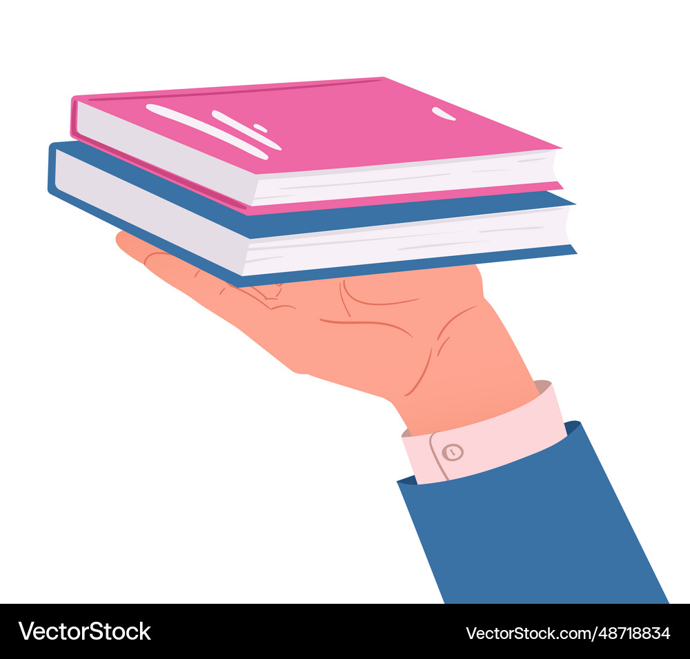 Cartoon hand holding book stuck Royalty Free Vector Image