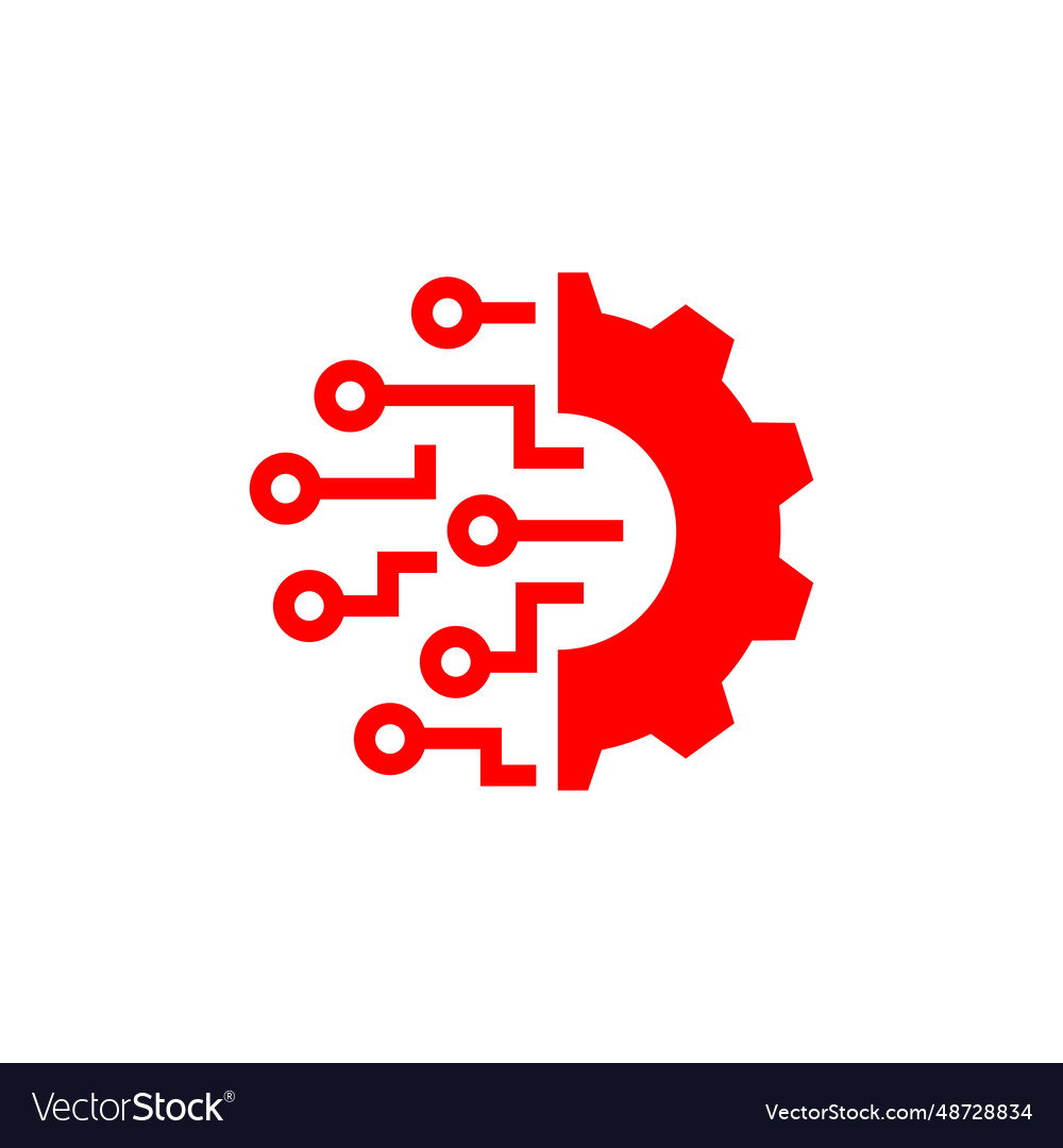 Eps10 red digital technology gear icon Royalty Free Vector