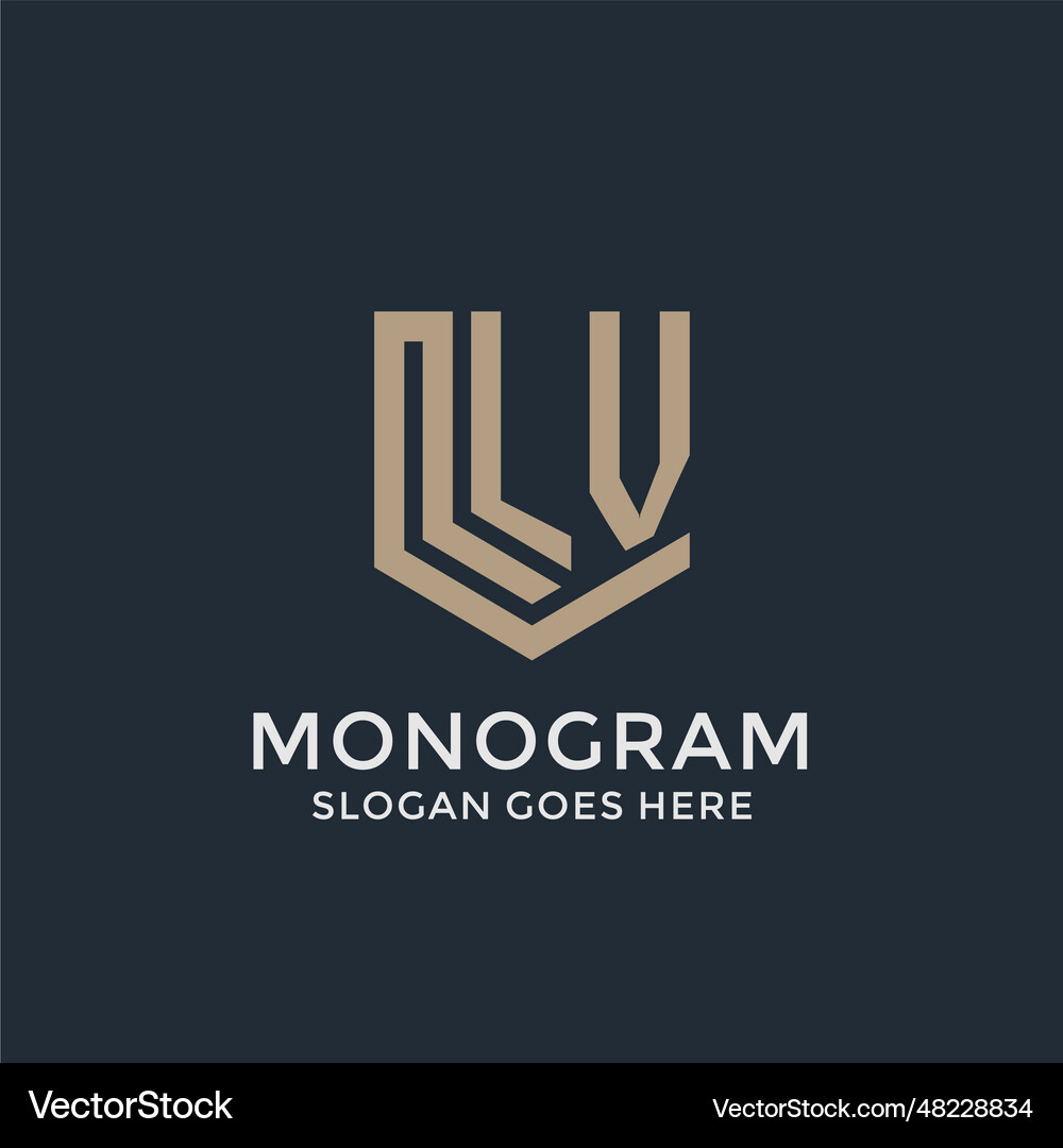 Initial lv logo shield guard shapes logo idea Vector Image