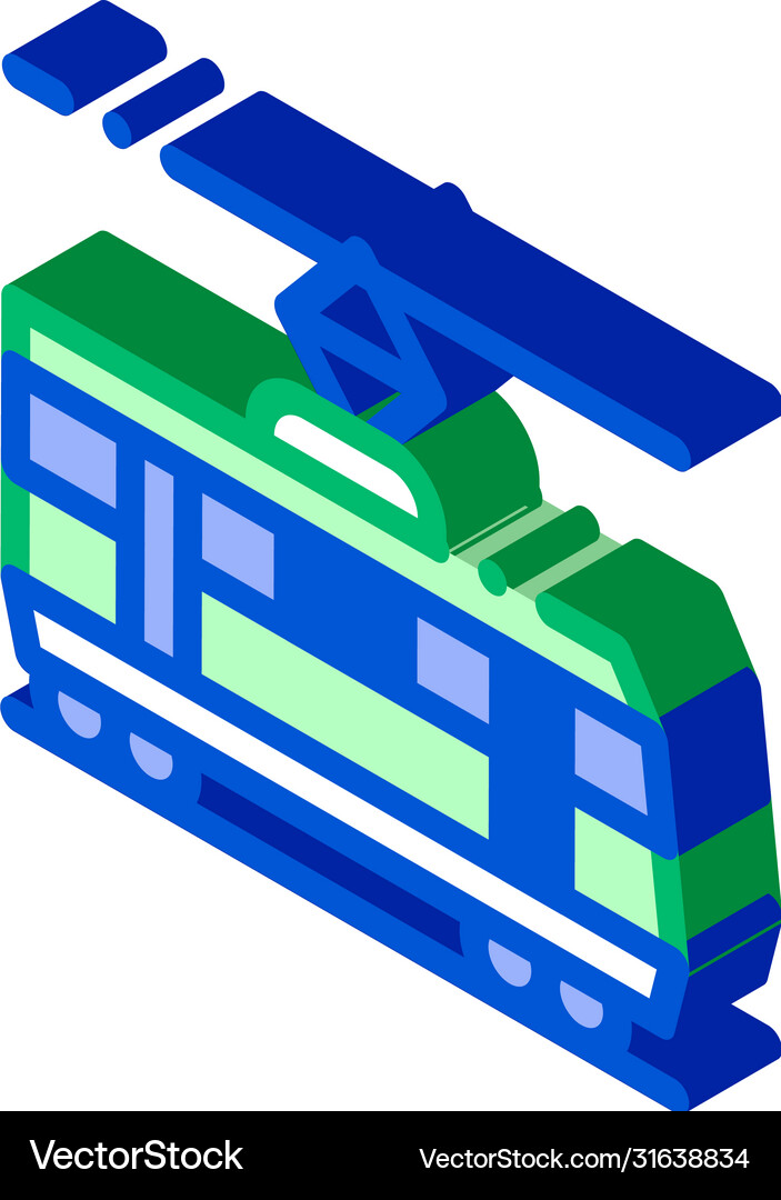 Public transport tramway isometric icon Royalty Free Vector