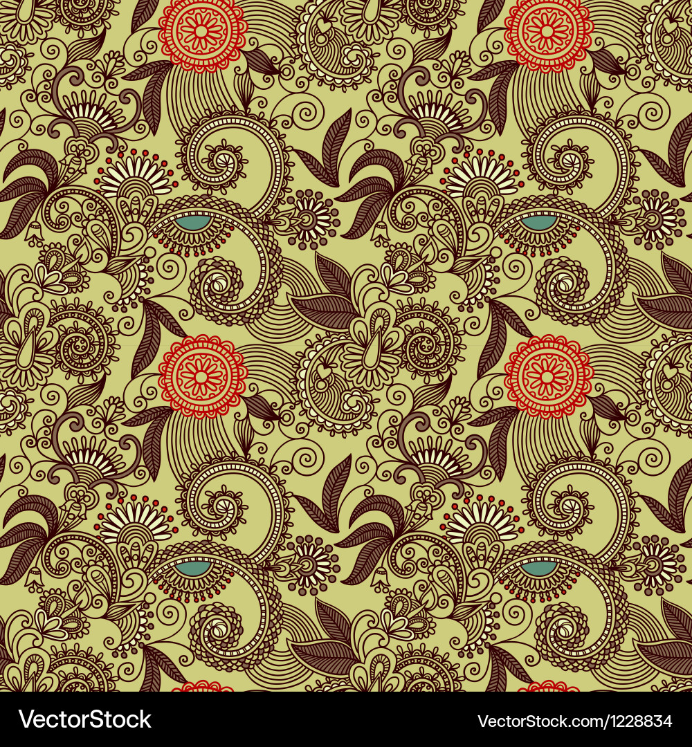 Seamless flower paisley design background Vector Image