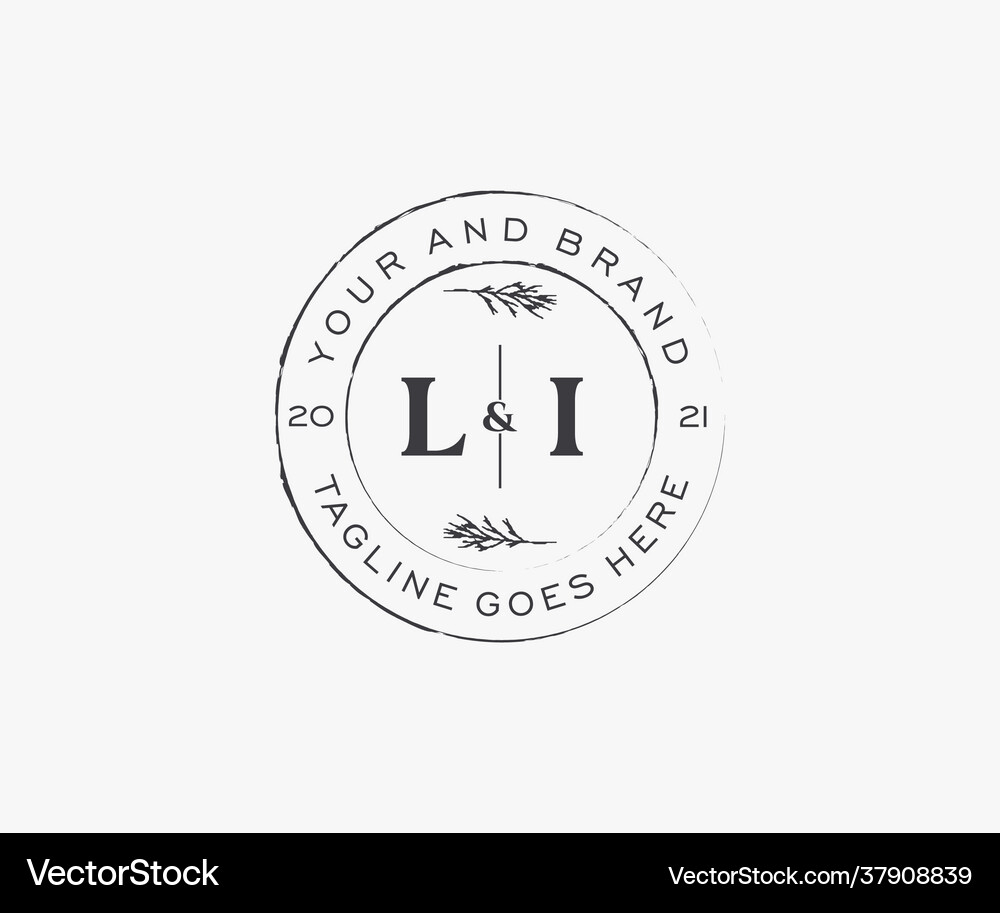 Initial li letters floral frames botanical Vector Image