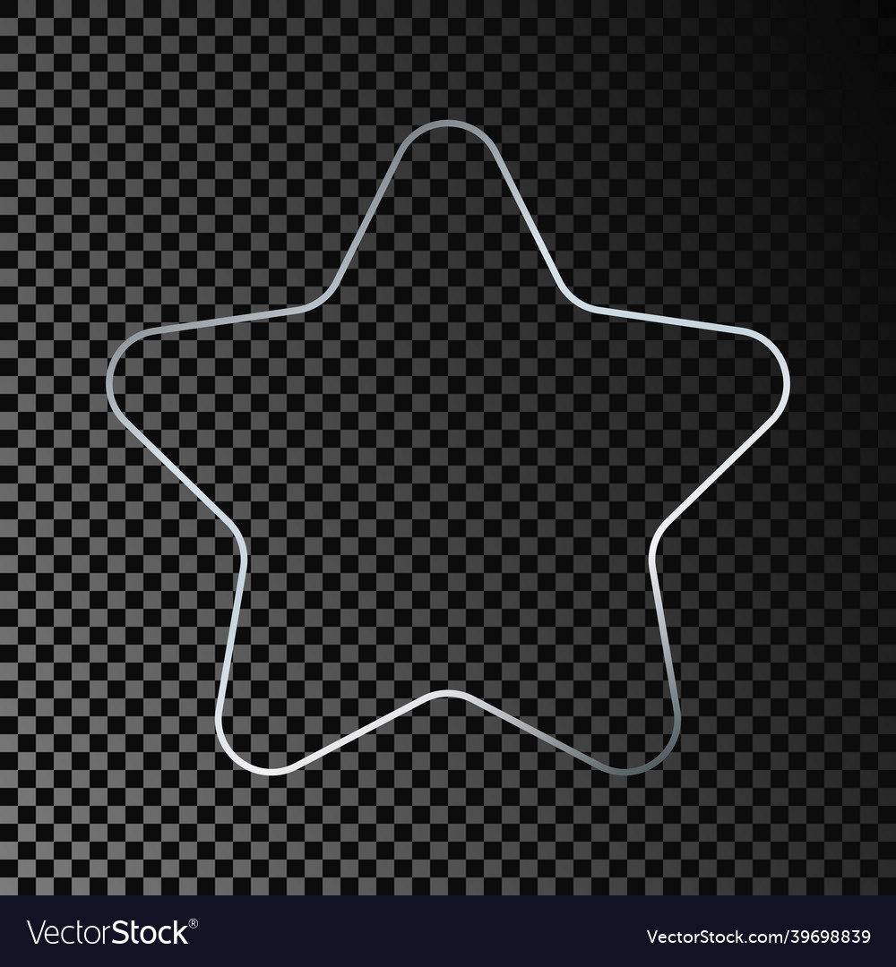 Silver glowing rounded star shape frame Royalty Free Vector