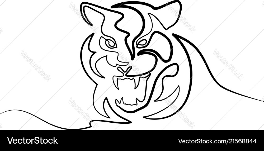 Continuous one line drawing tiger symbol logo Vector Image