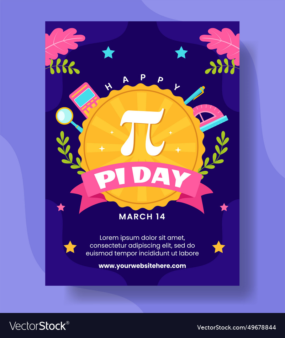 Pi day vertical poster flat cartoon hand drawn Vector Image