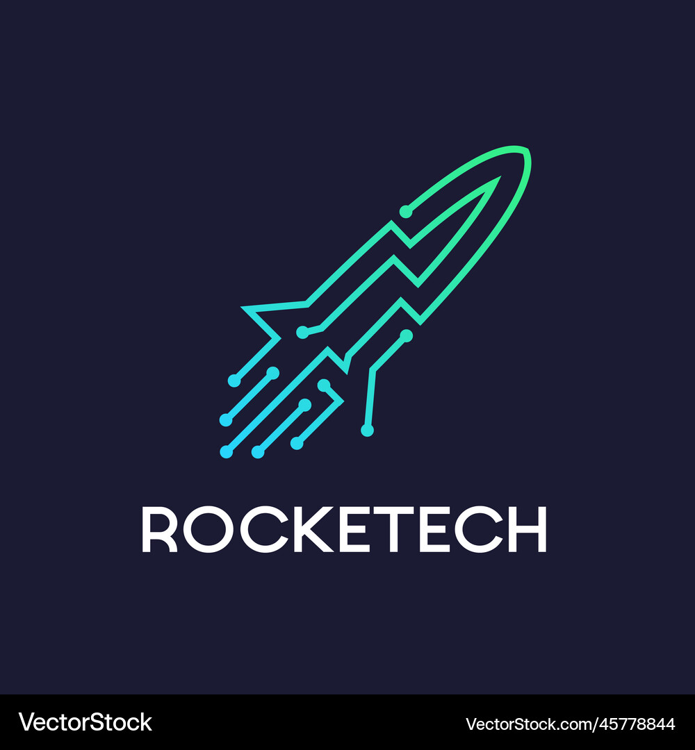 Rocket technology logo template digital graphic Vector Image