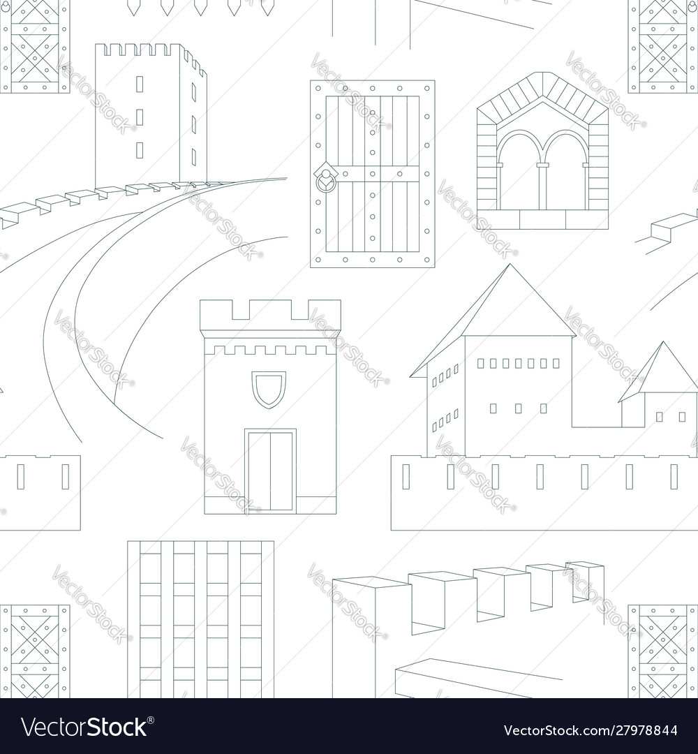 Seamless pattern with elements medieval castles Vector Image