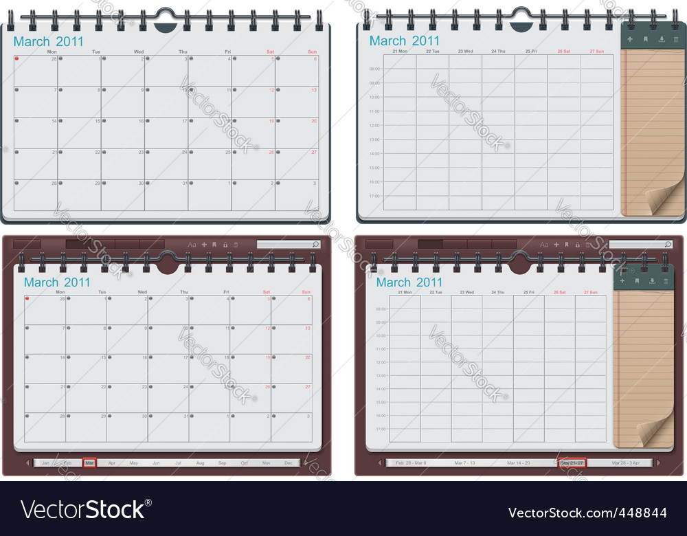 Vector Calendar Template Royalty Free Vector Image
