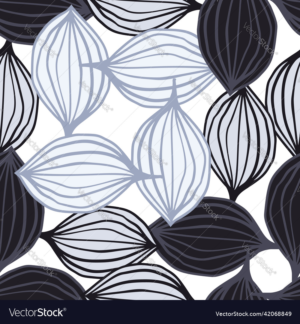 Exotic Outline Leaves Seamless Pattern Abstract Vector Image