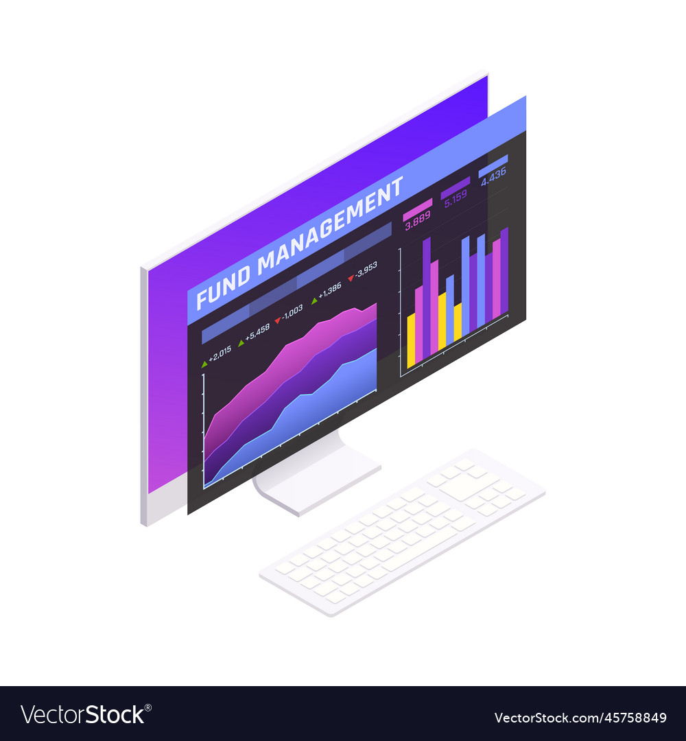 Fund management computer composition Royalty Free Vector