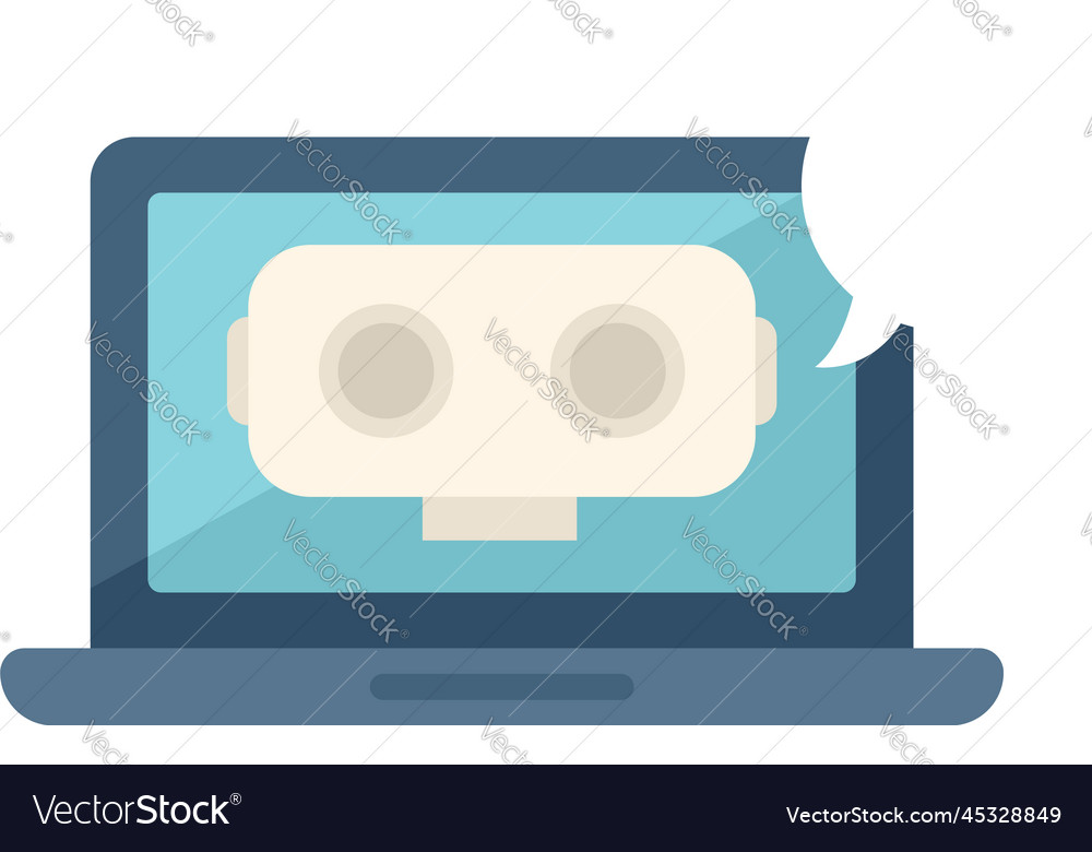 Laptop bot icon flat office service Royalty Free Vector Laptop bot icon flat office service Royalty Free Vector