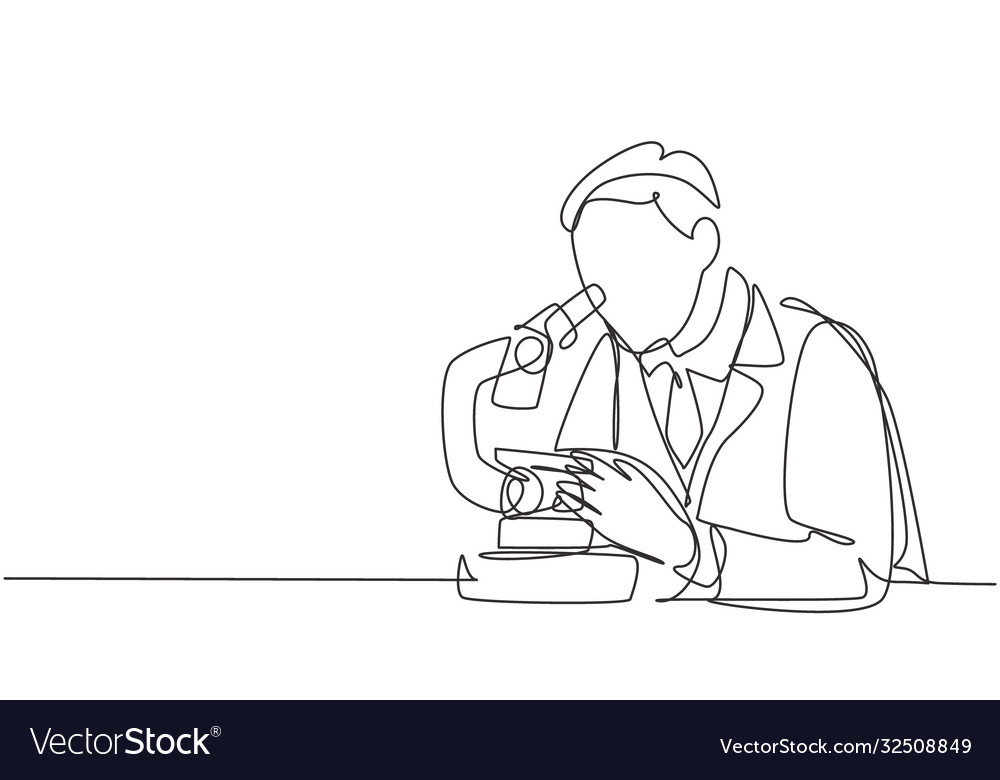One continuous line drawing young male Royalty Free Vector